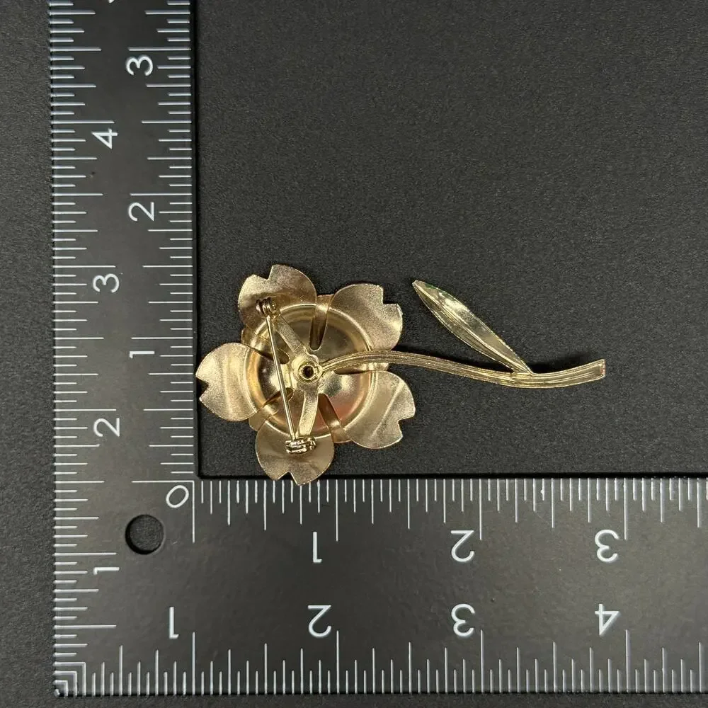 Unbranded | Jewelry | Vintage Mod Orange Enamel 3 In Floral Brooch ...